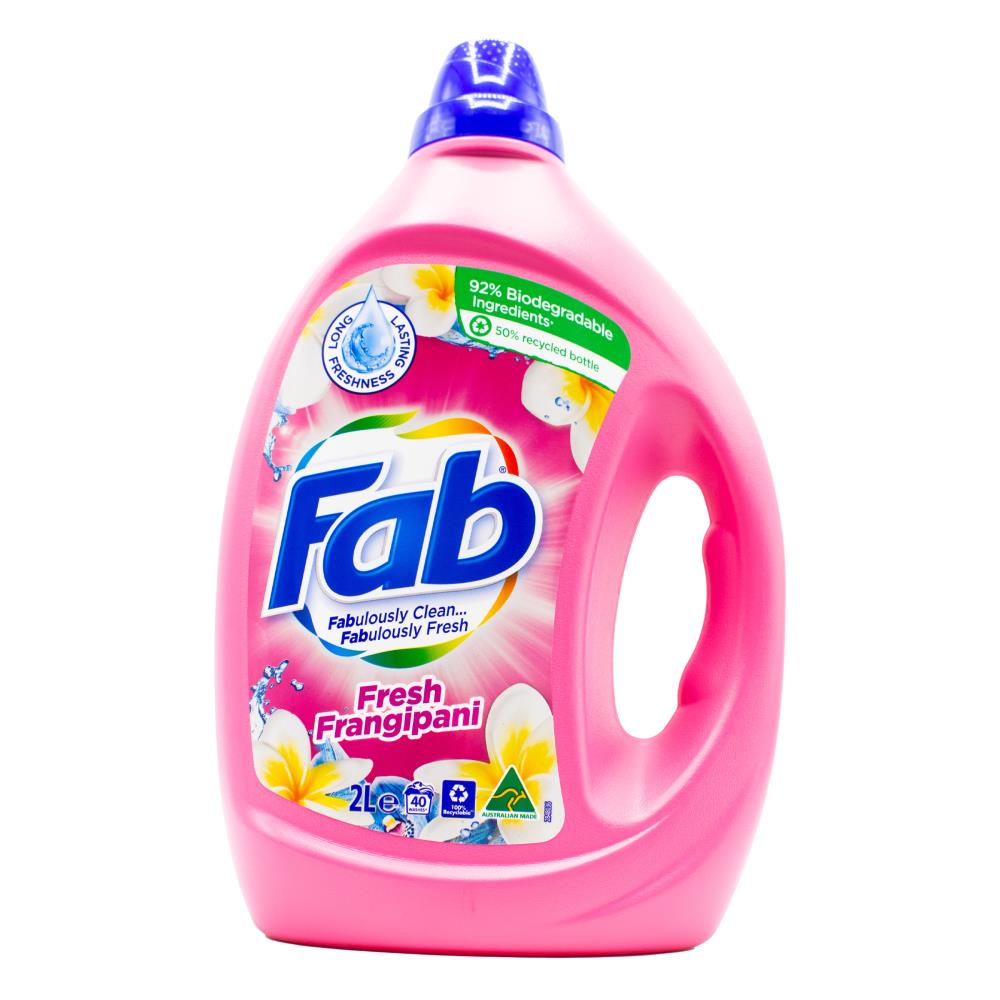 FAB 2L LAUNDRY LIQUID FRESH FRANGIPANI – Ultrapak Packaging